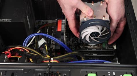 The Processor Cooler On The Motherboard Is Spinning Cpu Cooling System