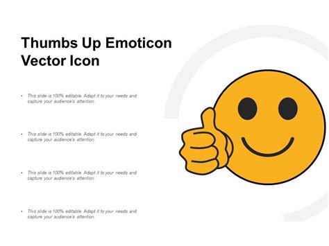Thumbs Up Emoticon Vector Icon Ppt Powerpoint Presentation Pictures Example