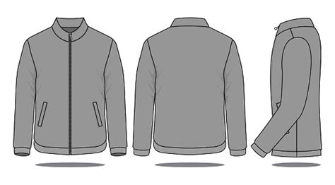 เวกเตอร์แจ็คเก็ตสีเทาเปล่าสําหรับแม่แบบ ภาพประกอบสต็อก ดาวน์โหลดรูปภาพตอนนี้ กระเป๋าเสื้อ