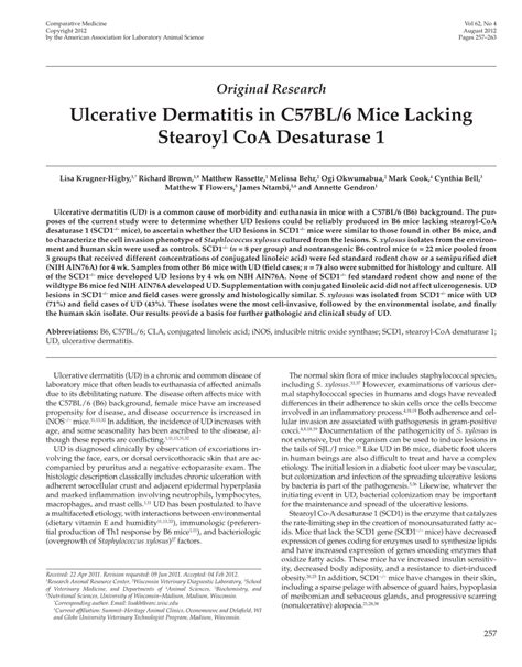 Pdf Ulcerative Dermatitis In C57bl 6 Mice Lacking Stearoyl Coa Desaturase 1