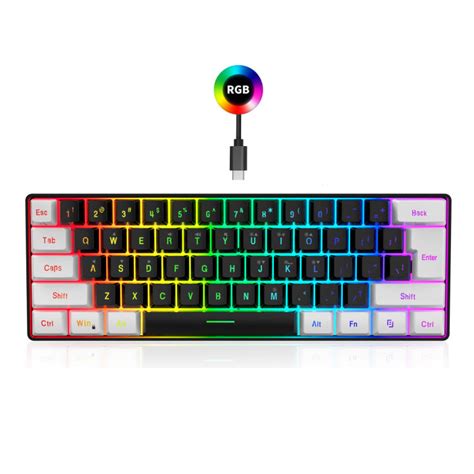 Wired Keyboard Waterproof Multimedia Shortcut Key 61 Key Plug Play With Rgb Light Quick Response
