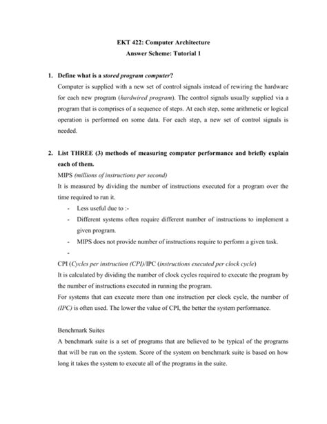 computer architecture tutorial 1 answer scheme