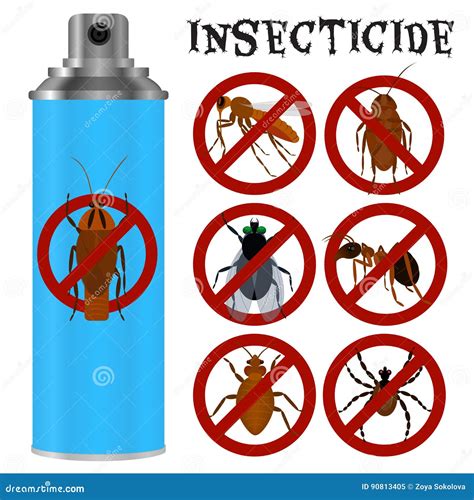 Insecticides Set In Flat Style Stock Vector Illustration Of Mosquito