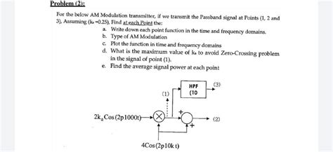 solved problem 2 for the below am modulation transmitter