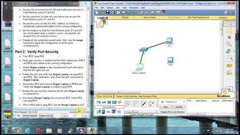 Packet Tracer 2249 Configuring Security Part 2 Youtube