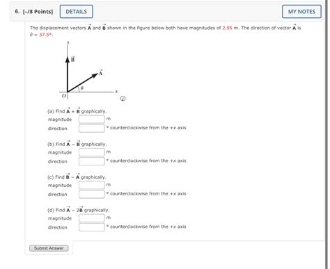 Solved The Displacement Vectors A And B Shown In The Figure Chegg Com