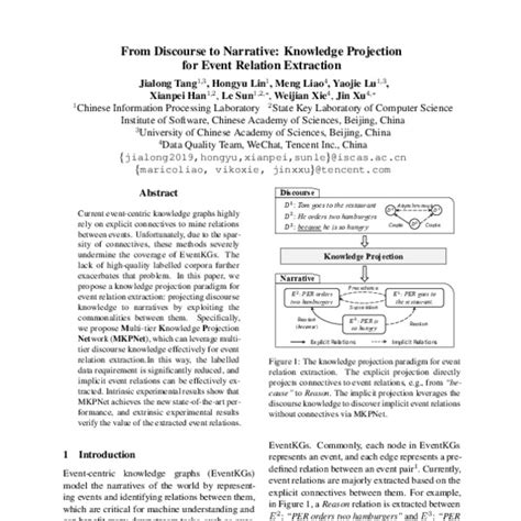 From Discourse To Narrative Knowledge Projection For Event Relation