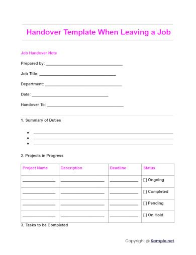 Handover Notes Responsible Handover Report On Findings Documents