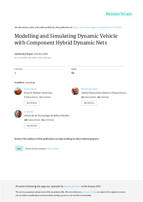 Pdf Modelling And Simulating Dynamic Vehicle With Component Hybrid