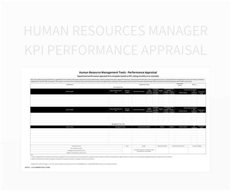 Manager KPI Performance Appraisal Form Excel Template And Google Sheets File For Free Download