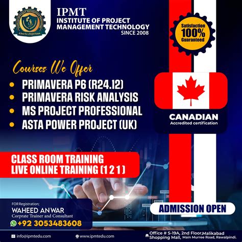 Primavera P6 And Ms Project Training Canada Accredited Certification