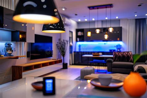 Contemporary Smart Home With Ai Devices Automated Lighting And Sleek Security Systems For