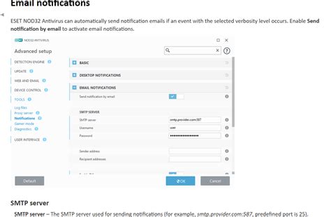 Email Notification Error An Error Occurred While Sending The Test Notification Eset Nod32