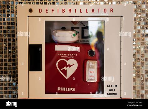 Emergency Automated External Defibrillator Or Aed At Equipment Station