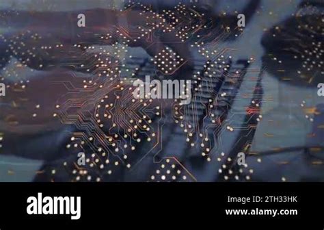 Animation Of Processor Socket Over Person Using Keyboard Global Connections Data Processing