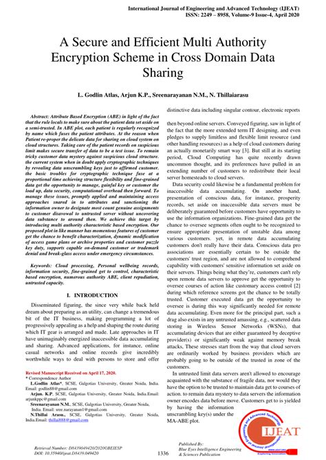 Pdf A Secure And Efficient Multi Authority Encryption Scheme In Cross Domain Data Sharing