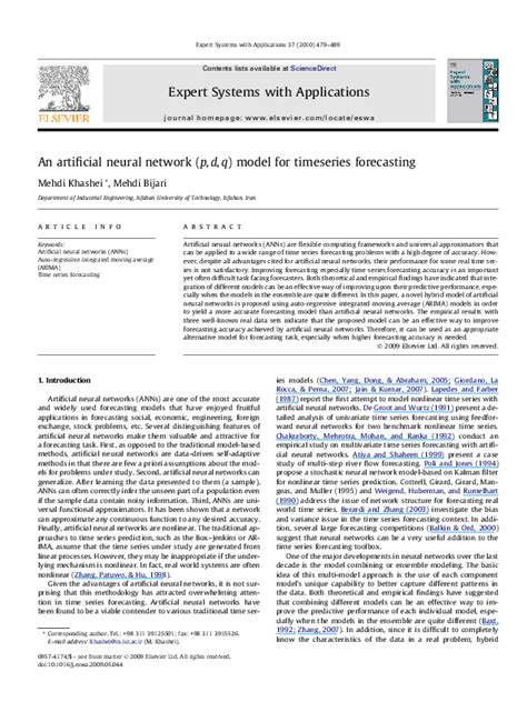 Pdf An Artificial Neural Network Pdq Model For Timeseries Forecasting