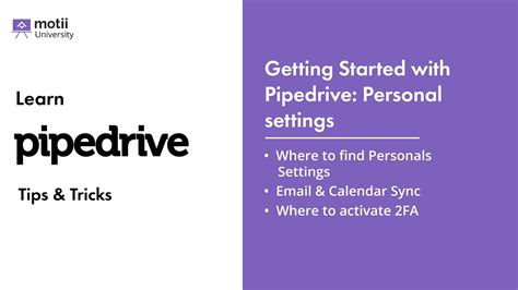 Getting Started With Pipedrive Personal Settings YouTube
