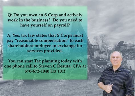Steven C Resuta Cpa On Linkedin Do You Own An S Corp And Actively Work In The Business Do You