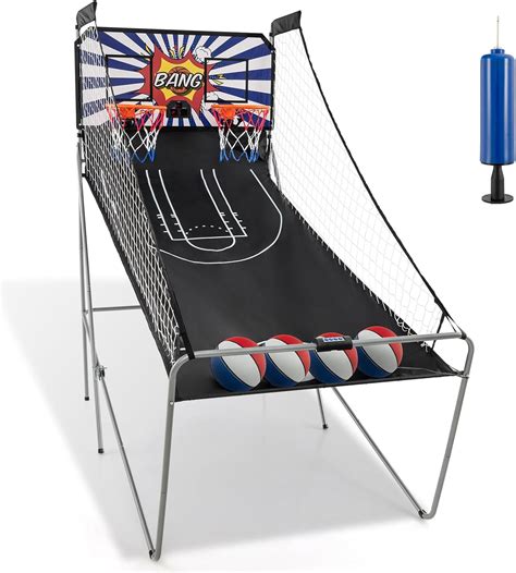 Giantex Folding Basketball Arcade Game Dual Shot Electronic Basketball Hoop Arcade