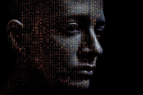 Premium Ai Image A Binary Code With Human Face Shape On Dark