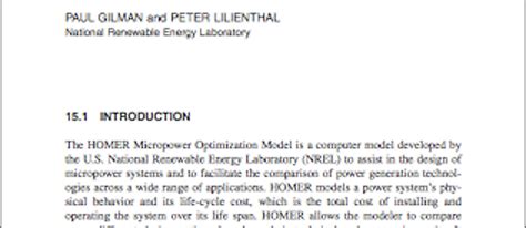 Micropower System Modeling Microgrid Knowledge
