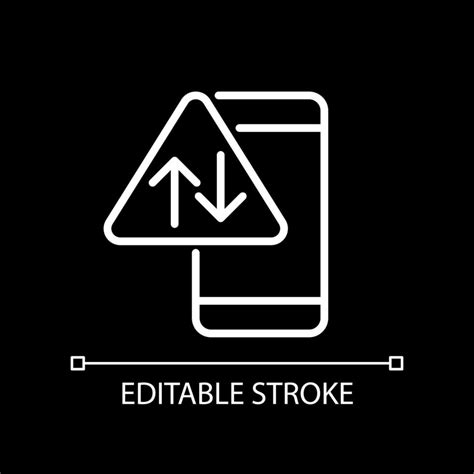 Data Usage Warning White Linear Icon For Dark Theme Mobile Internet