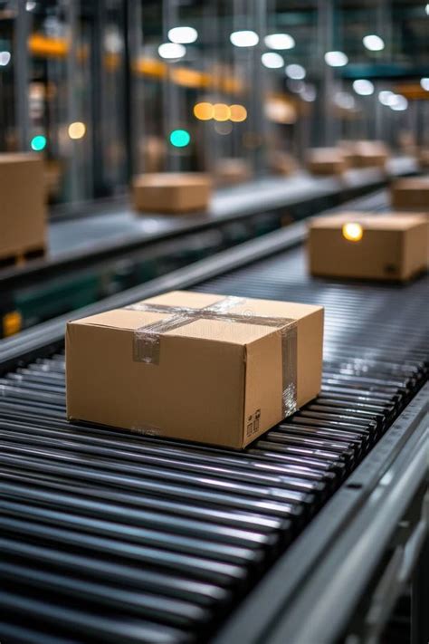 Automated Conveyor Conveyor Belts Move Packages Efficiently In A High Tech Warehouse