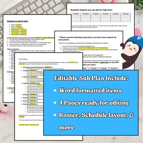 Editable Substitute Sub Lesson Plan Templates Word And Powerpoint Formatted