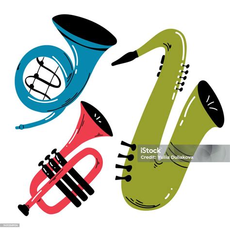 만화 음악 악기 컬렉션 색소폰 트럼펫 벡터 일러스트 레이 션 Classical Concert에 대한 스톡 벡터 아트 및 기타 이미지 Classical Concert