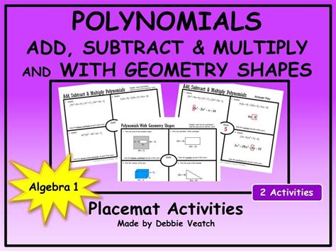 Adding Subtracting And Multiplying Polynomials Worksheets