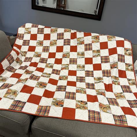 Easy Patchwork Quilt Pdf Pattern Etsy