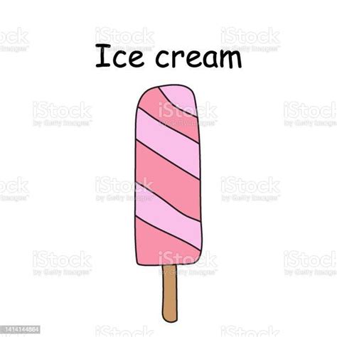 스틱에 핑크 아이스크림 냉동 아이스크림 아이스크림 벡터 낙서 일러스트 레이 션 건강관리와 의술에 대한 스톡 벡터 아트 및 기타 이미지 건강관리와 의술 건강한 식생활