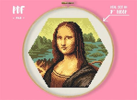 Hex Art Da Vinci Mona Lisa Cross Stitch Pattern Hexagonal Great Artist Embroidery Tiny Xstitch