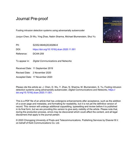 Pdf Fooling Intrusion Detection Systems Using Adversarially Autoencoder