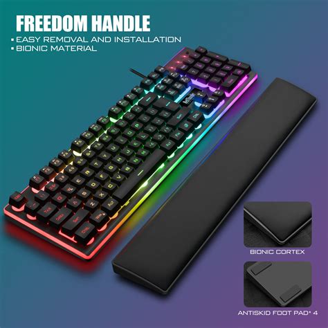 Snapklik Com RedThunder K Wired Gaming Keyboard And Mouse And Wrist Rest Combo RGB Backlit