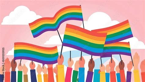 Pride Movement Rainbow Banner Flag Flat Vector Illustration For Apps