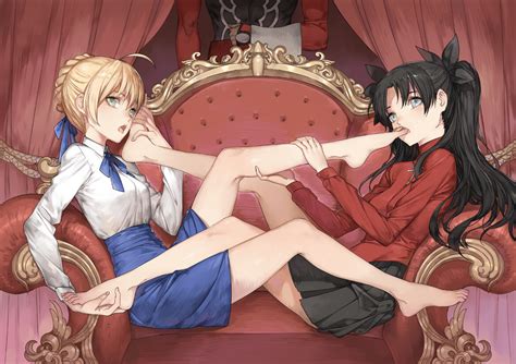 Rule 34 2girls Archer Fate Artoria Pendragon Fate Stay Night Fate Series Feet Foot Fetish
