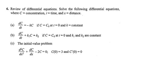 Review Of Differential Equations Solve The Chegg
