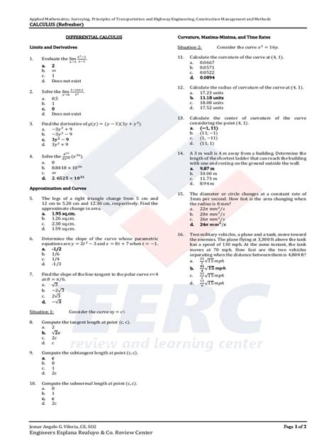 Calculus Refresher Download Free Pdf Area Curvature