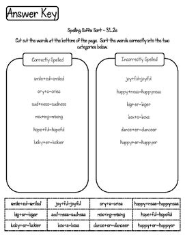 Spelling Suffix Sort 3 L 2e By 2nd Generation Teacher TPT