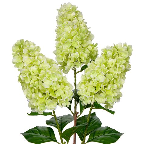 3pcs Artificial Green Hydrangea Flowers 28 Long Stem Silk Faux