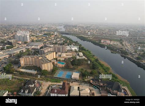 Aerial View Of A Beautiful Urban Landscape With Modern Buildings And A
