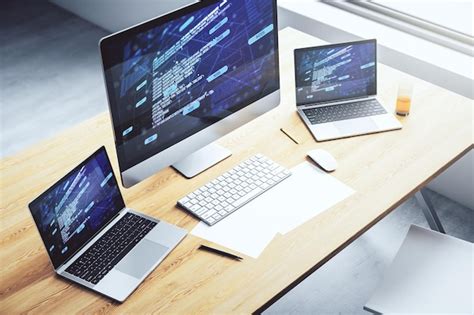 Premium Photo Abstract Creative Coding Concept On Modern Laptop Screen D Rendering