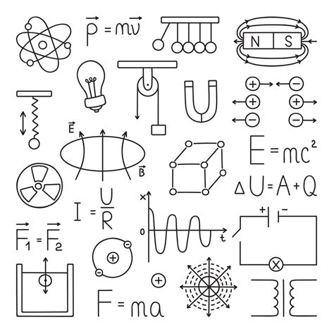 Physics Doodle Set Education And Study Concept School Equipment