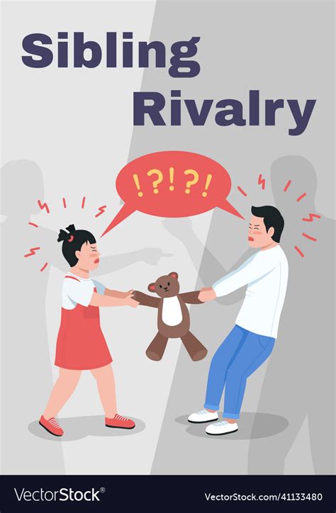 Sibling Rivalry Poster Flat Template Royalty Free Vector