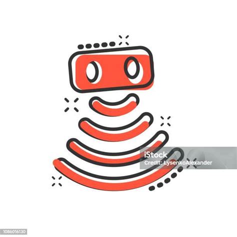 Ikon Sensor Gerak Dalam Gaya Komik Sensor Gelombang Vektor Ilustrasi