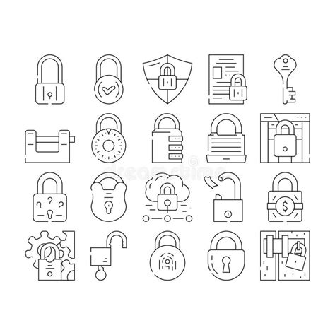 Padlock Lock Safe Password Icons Set Vector Stock Illustration Illustration Of Password
