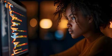 A Busy Female Coder Immersed In Solving Complex Problems In An Office Environment Concept Coding