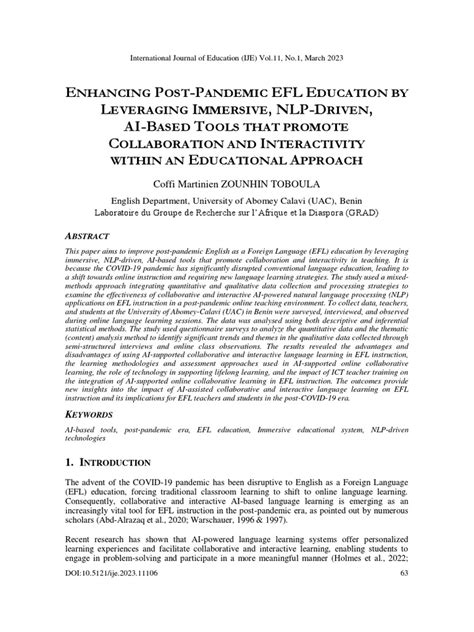 Enhancing Post Pandemic Efl Education By Leveraging Immersive Nlp